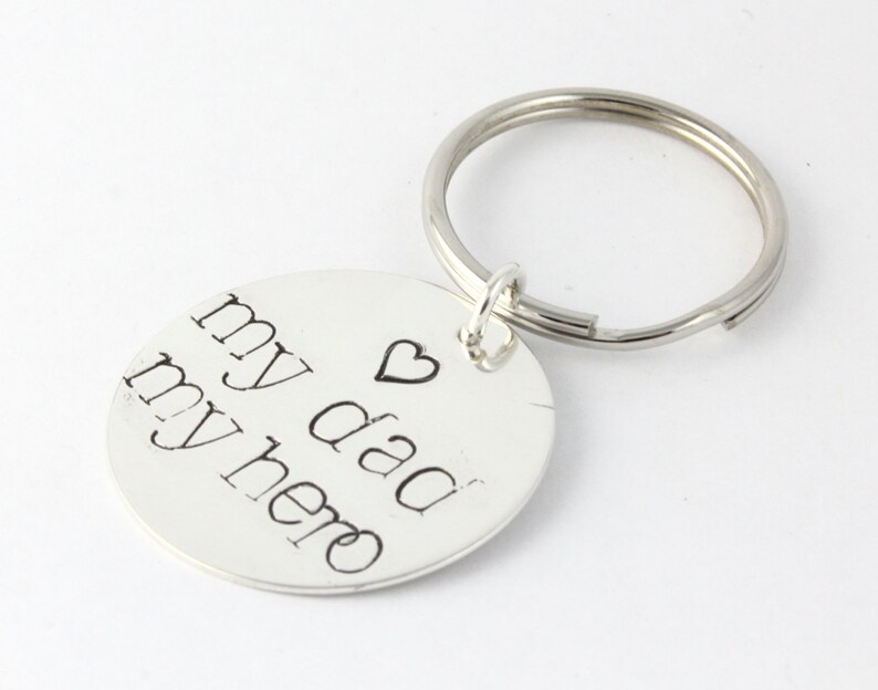 Hero Keychain - Custom Key Ring - Sterling Silver Keychain - Father's ...
