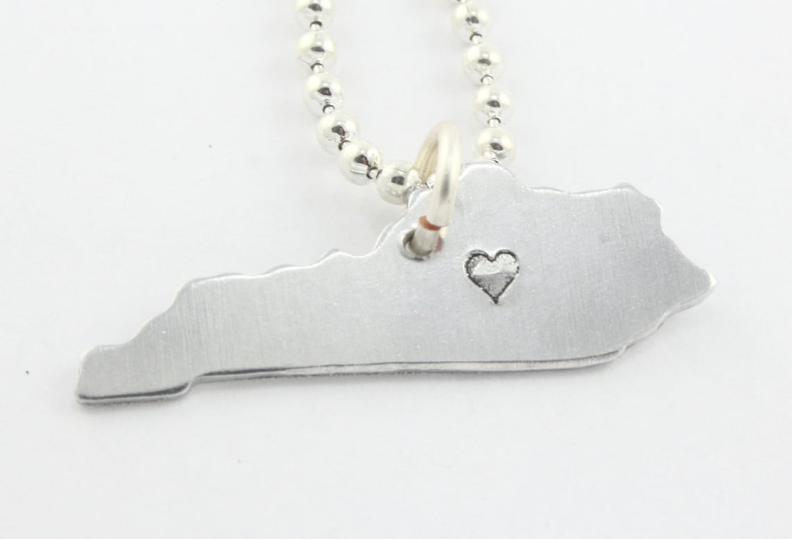 Personalized State of Kentucky Necklace Hand Stamped State - Etsy