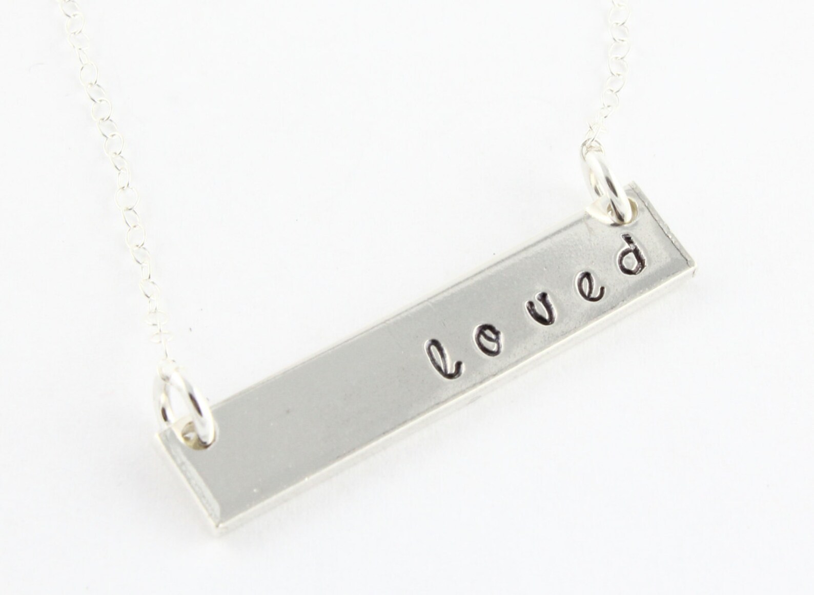 Personalized Rectangle Bar Necklace Double Sided Handstamped - Etsy