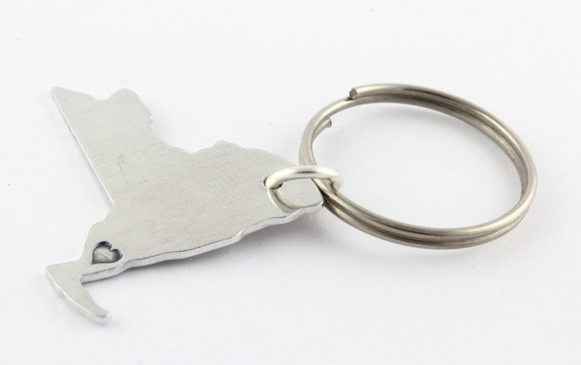 Personalized State of New York Keychain Hand Stamped State - Etsy