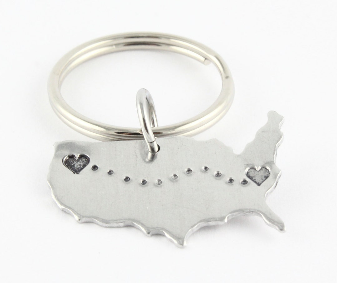 United States Keychain - USA Keychain - USA Outline Key Chain - Long ...