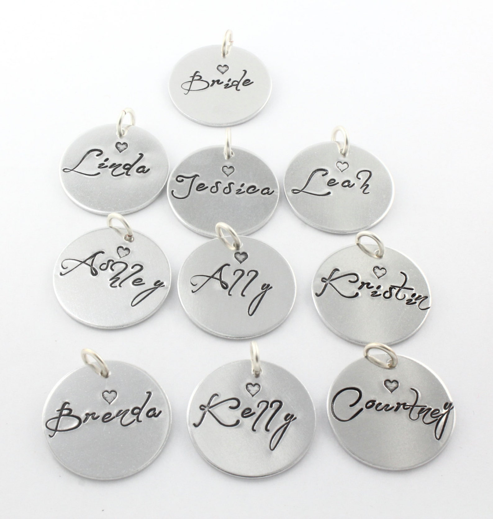 Personalized Hand Stamped Bridal Shower Party Tag Charm - Etsy