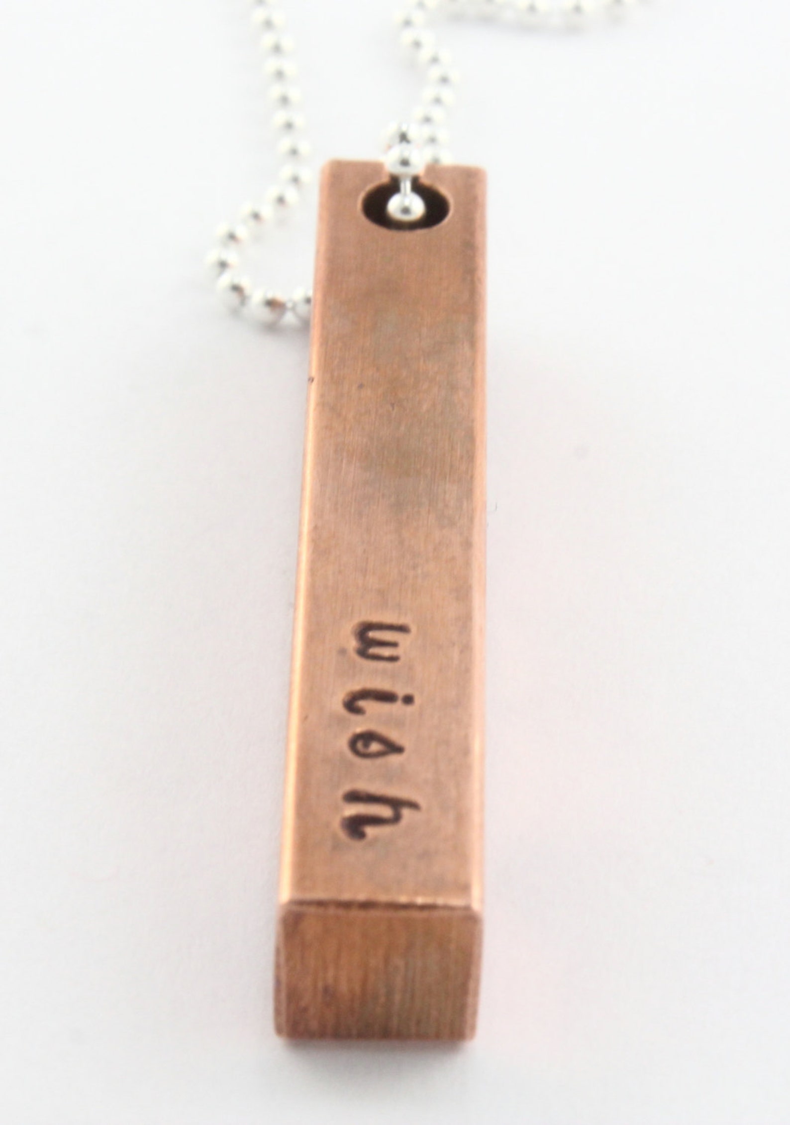 Custom Wish Four Sided Copper Bar Necklace Hand Stamped - Etsy
