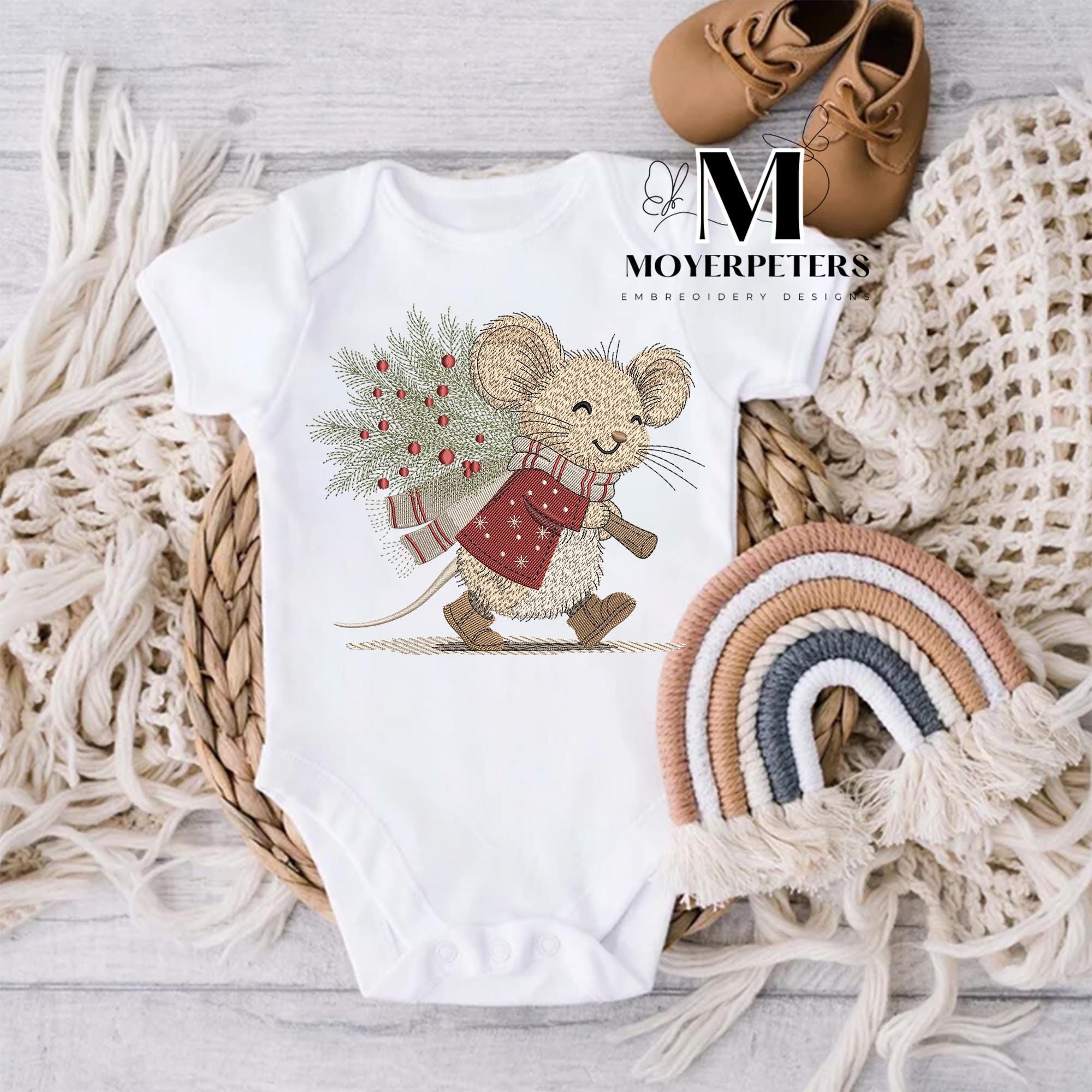 Festive Cute Mouse Embroidery Designs, Christmas Mouse Embroidery ...