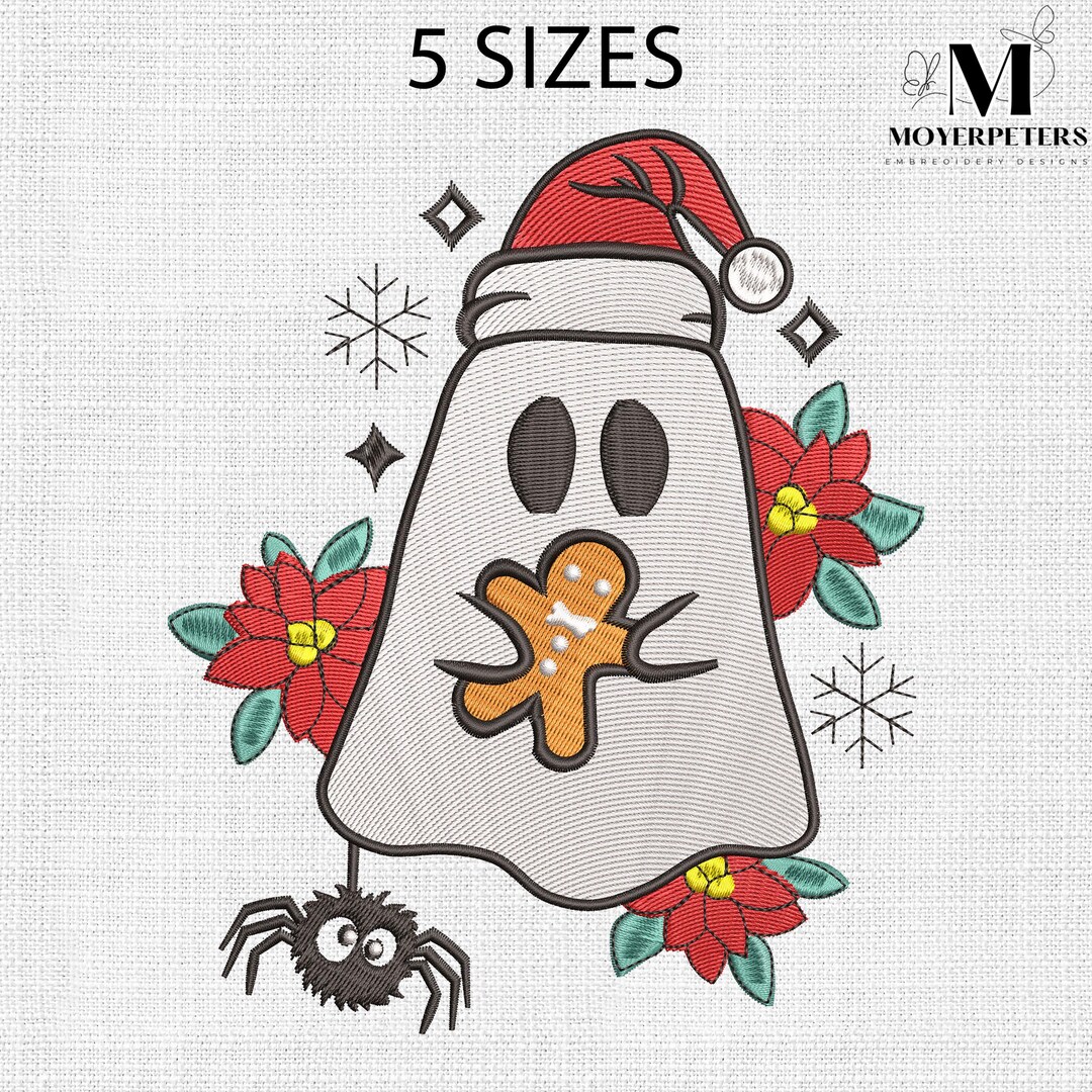 Flower Ghost Embroidery Designs, Christmas Flowers Embroidery Design ...