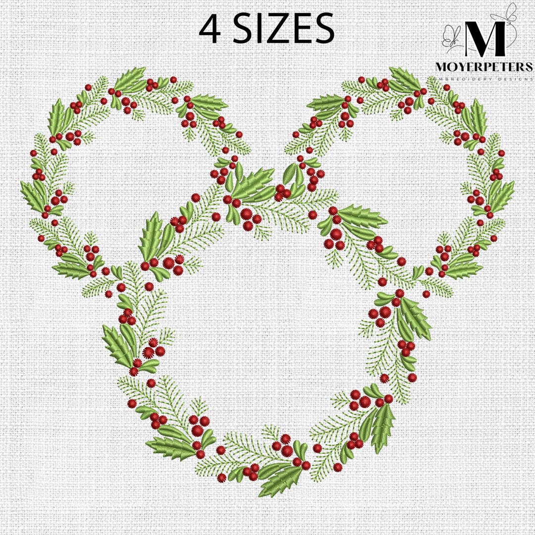 Mouse Christmas Wreath Embroidery Designs, Merry Christmas Embroidery ...