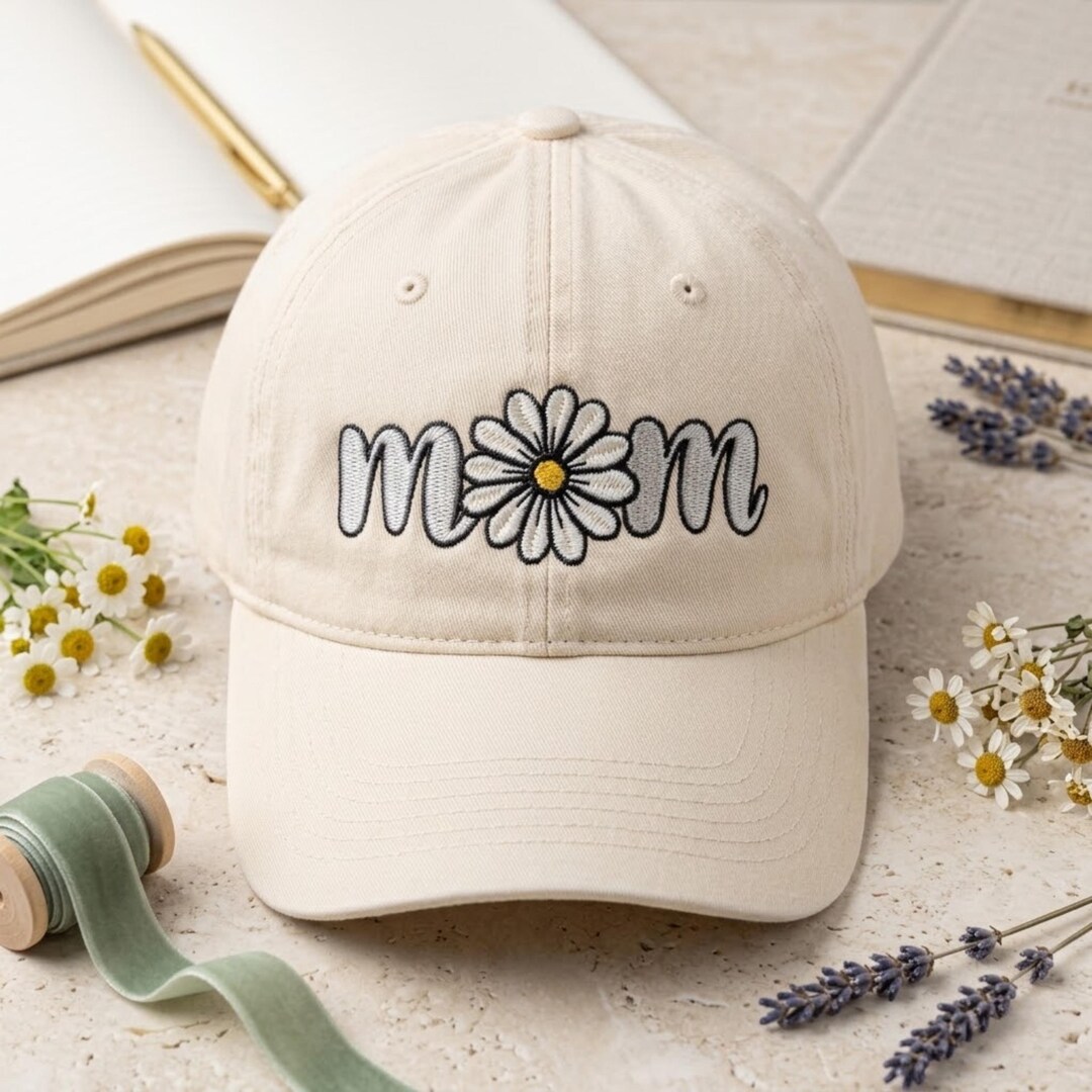 Mom Daisy Embroidered Hat, Floral Motherhood Baseball Cap, Cute Flower ...