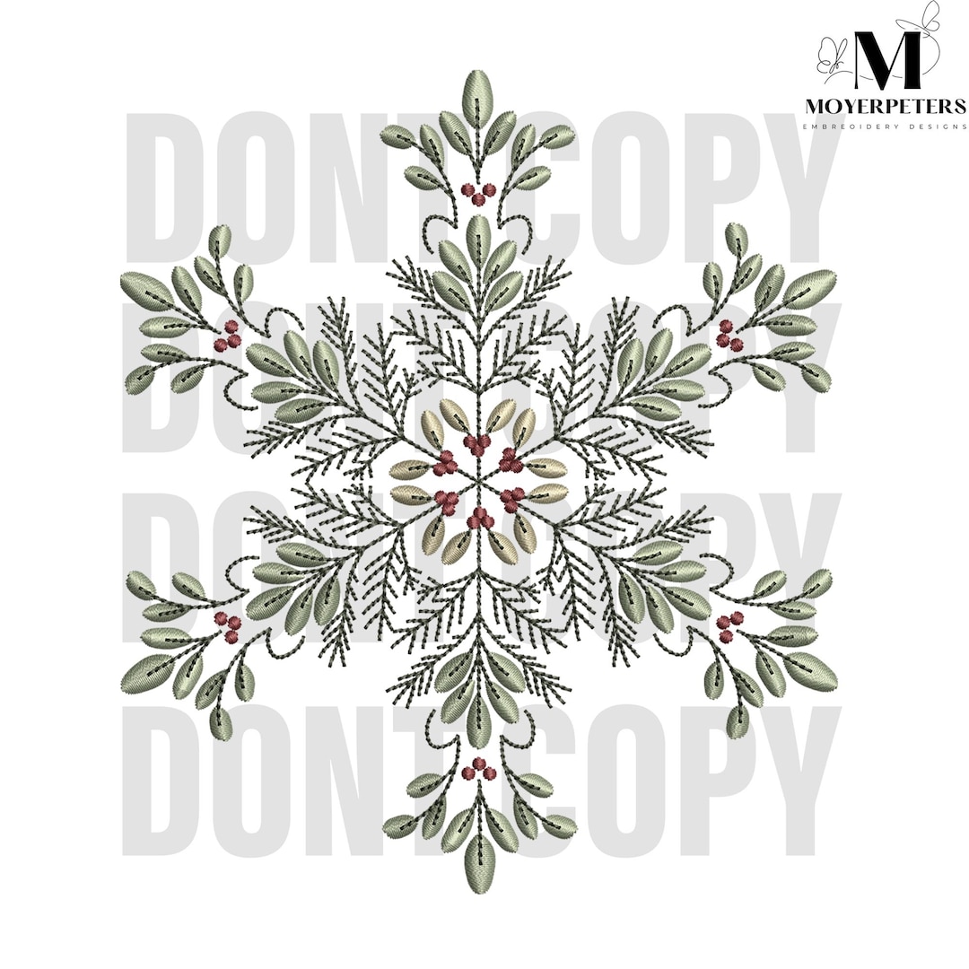 Winter Snowflake Embroidery Designs, Seasonal Wreath Embroidery Design ...