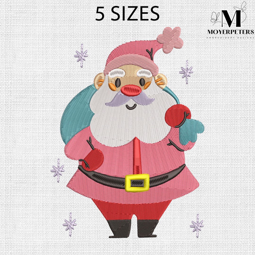 Pink Santa Embroidery Designs, Santa Claus Embroidery Design, Christmas ...