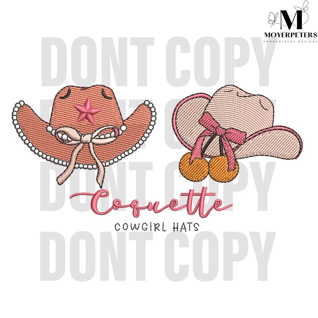 Coquette Cowgirl Hats Embroidery Designs, Girly Western Embroidery ...
