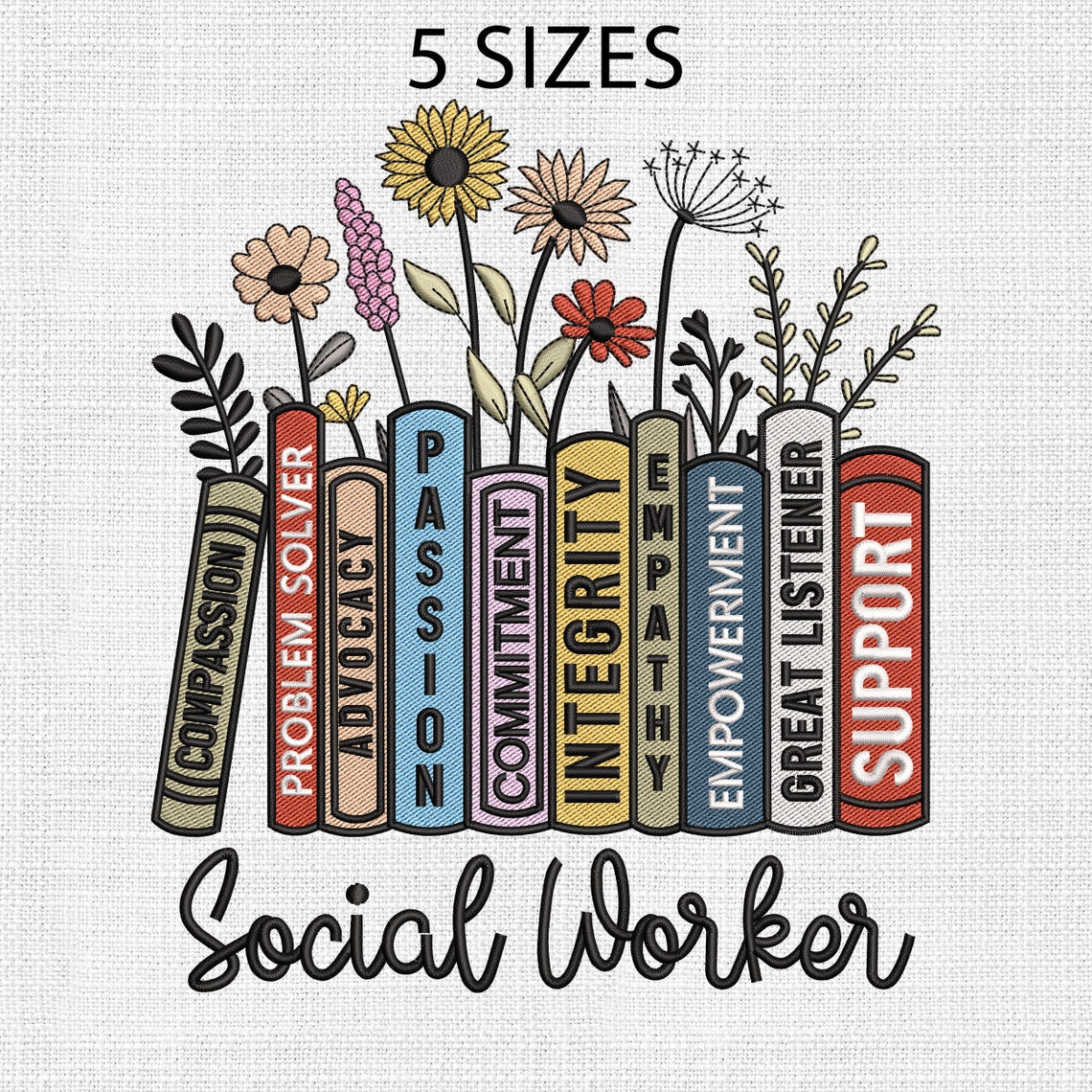 Social Worker Machine Embroidery Designs, Floral Book Embroidery Design ...