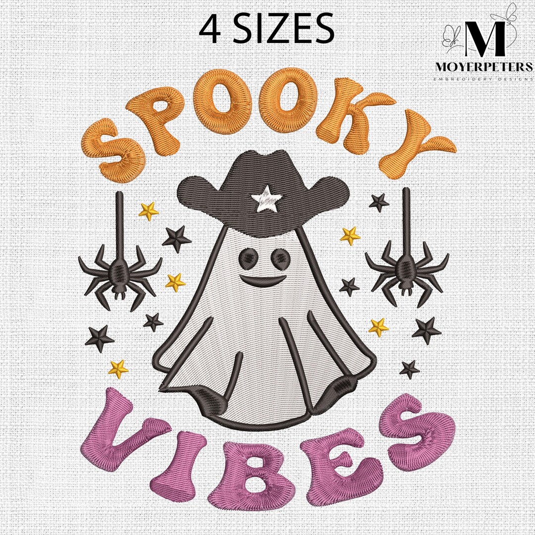 Spooky Vibes Embroidery Designs, Ghost Vibes Embroidery Design ...