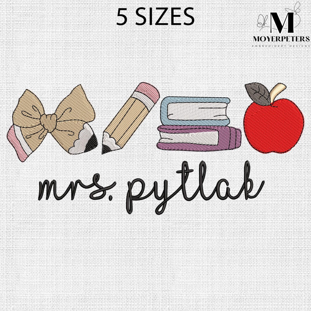 School Life Embroidery Designs, Teacher Custom Name Embroidery Design ...