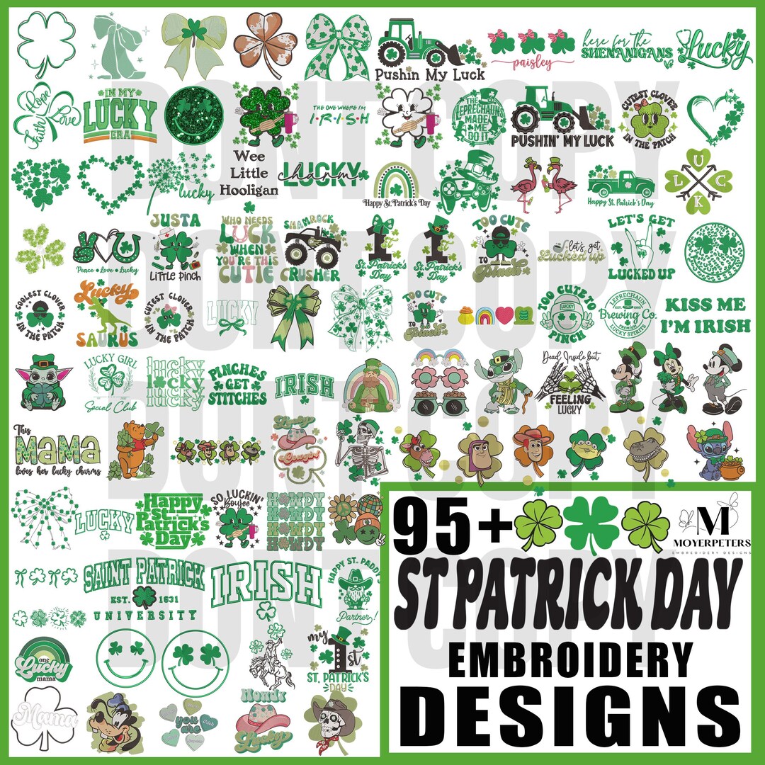95+ St Patrick Day Bundle Embroidery Designs, Shamrocks Embroidery ...