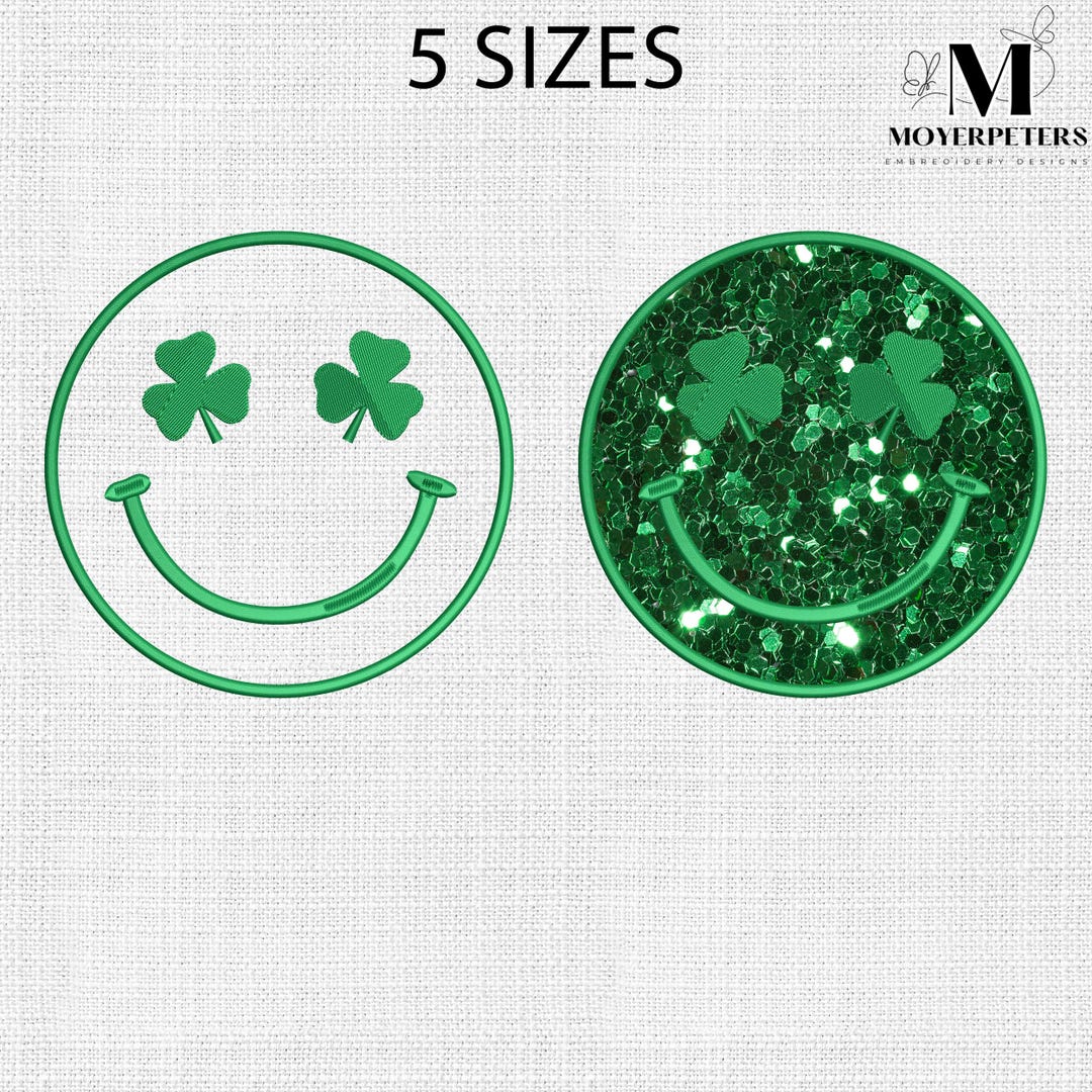 Smile Shamrock Applique Embroidery Designs, Lucky Clover Embroidery ...
