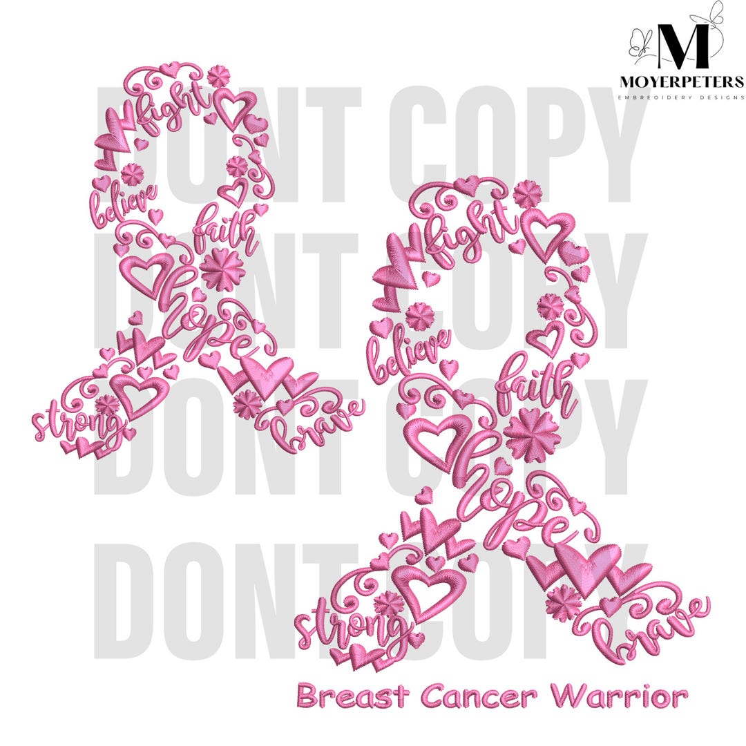 Breast Cancer Ribbon Embroidery Designs, Faith Hope Fight Embroidery ...