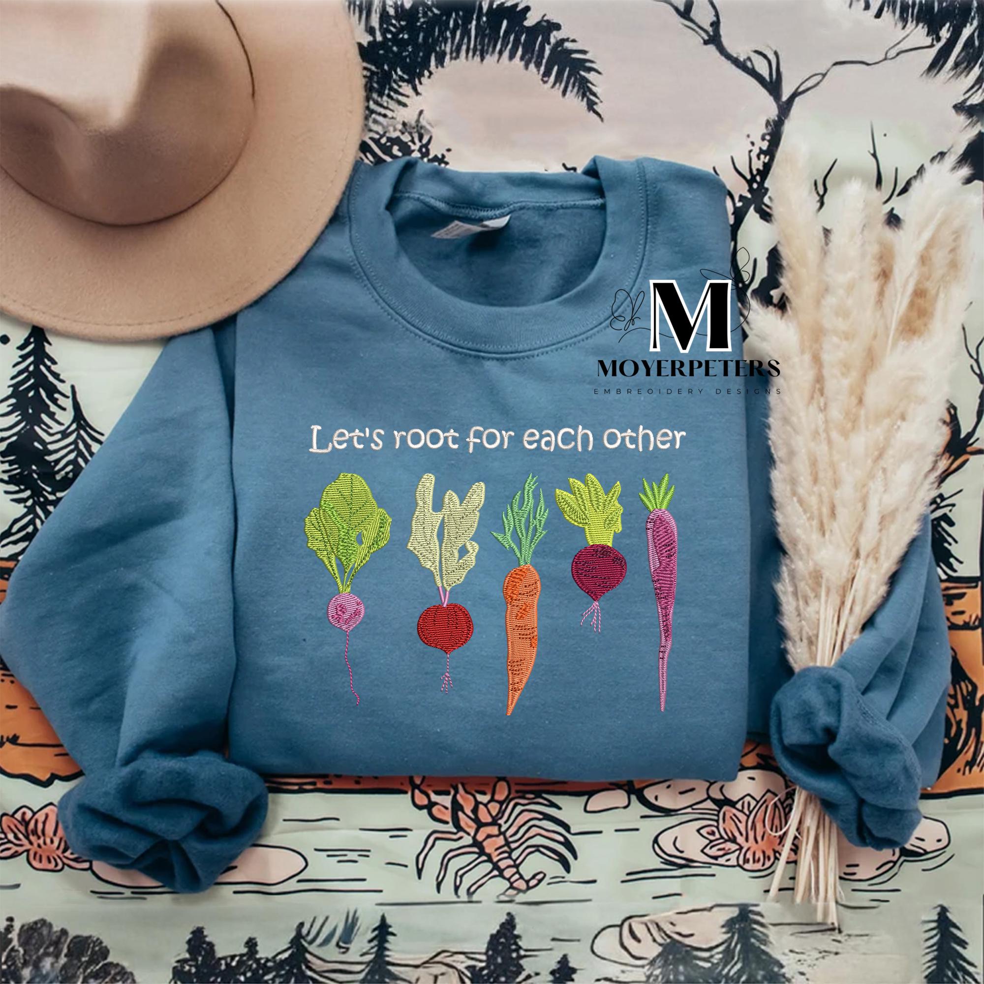 Let's Root for Each Other Embroidery Designs, Root Vegetables ...