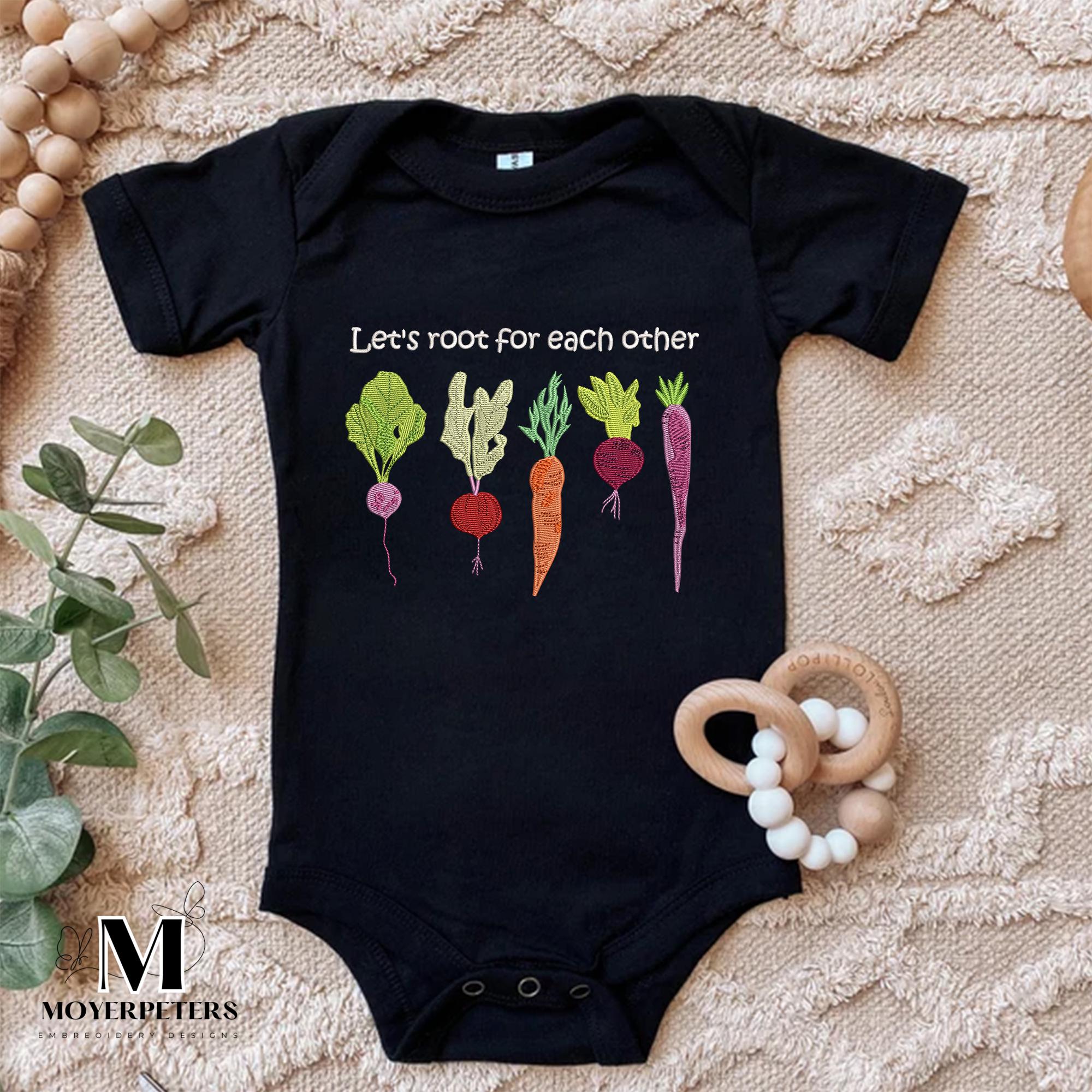 Let's Root for Each Other Embroidery Designs, Root Vegetables ...