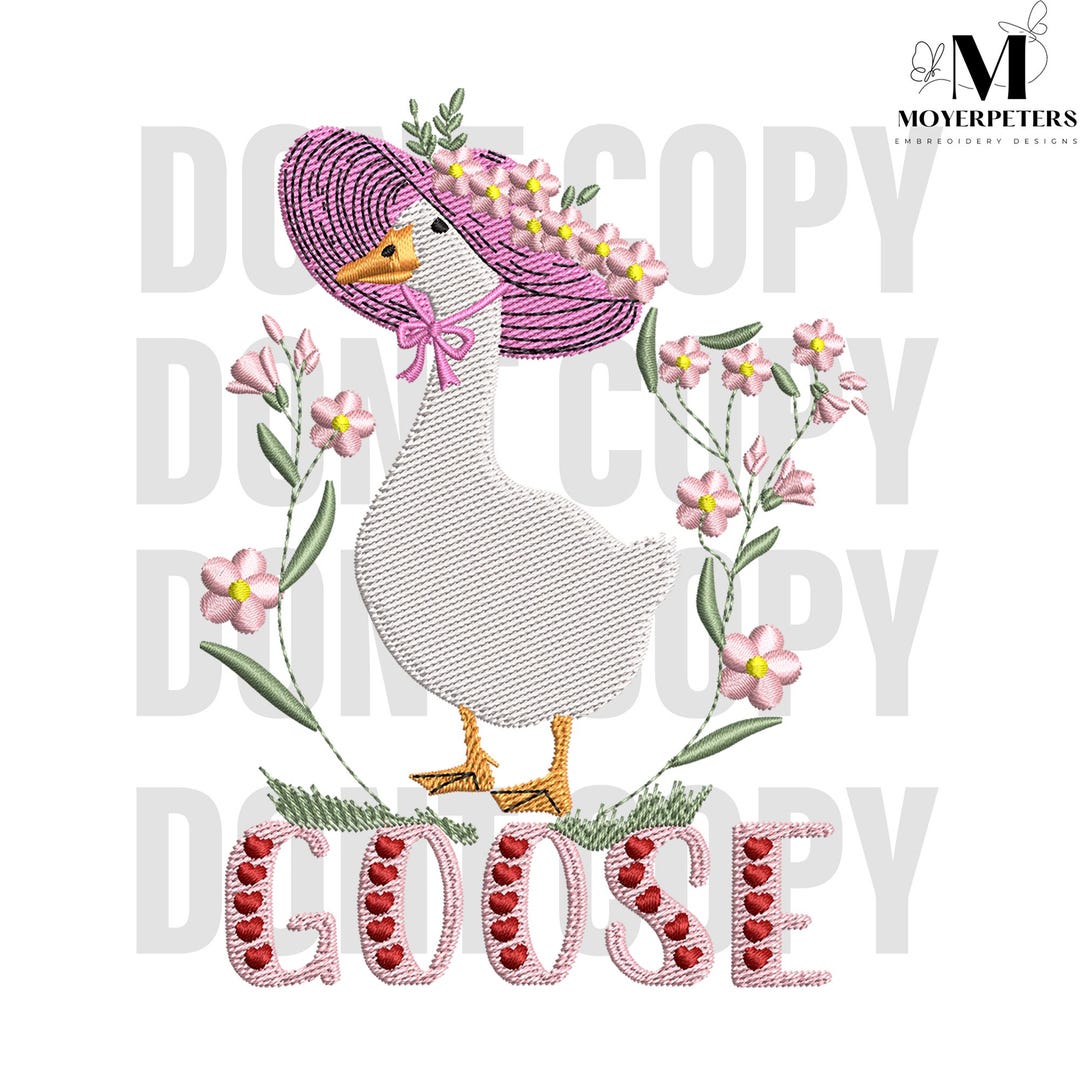 Cute Goose Embroidery Designs, White Goose Embroidery Design, Animal ...