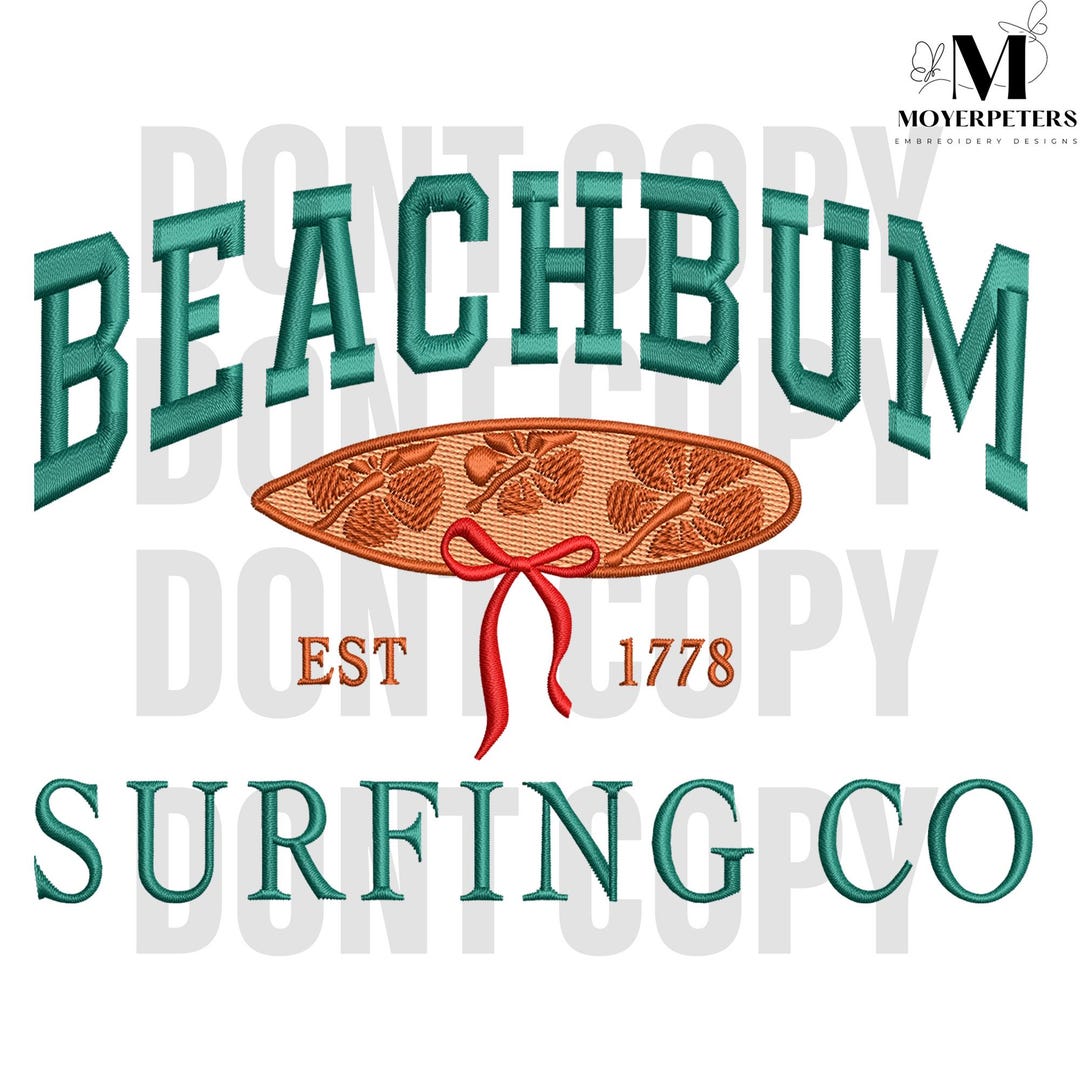 Surfboard Coastal Embroidery Designs, Hello Summer Embroidery Design ...