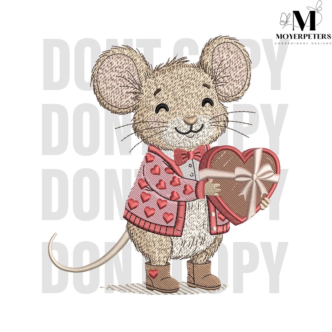 Cute Mouse Chocolate Embroidery Designs, Mouse Love Gift Embroidery ...