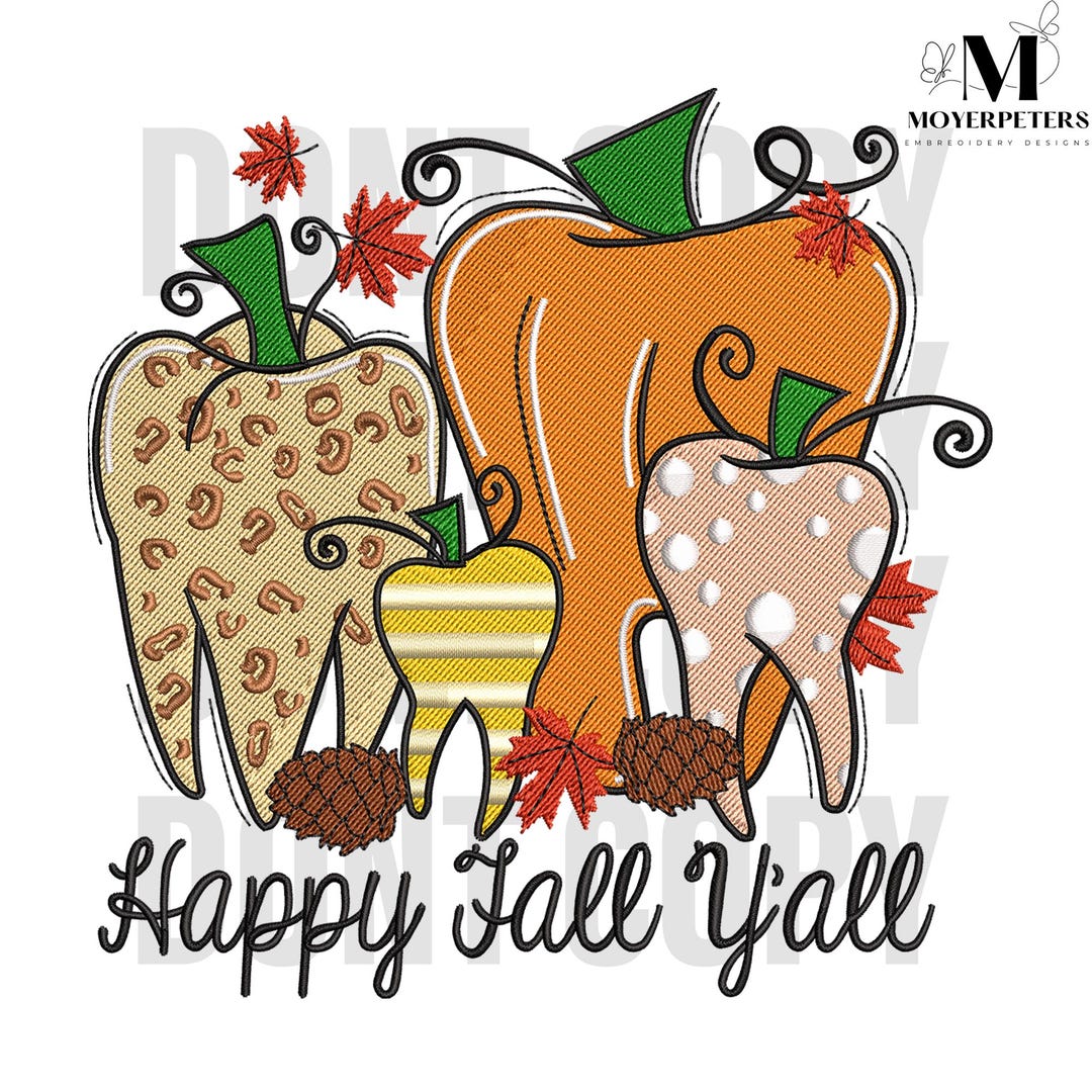 Happy Fall Y'all Embroidery Designs, Autumn Quote Embroidery Design ...