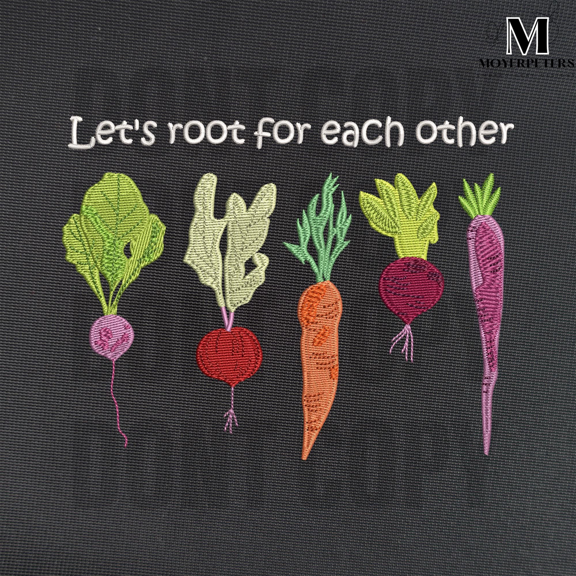 Let's Root for Each Other Embroidery Designs, Root Vegetables ...