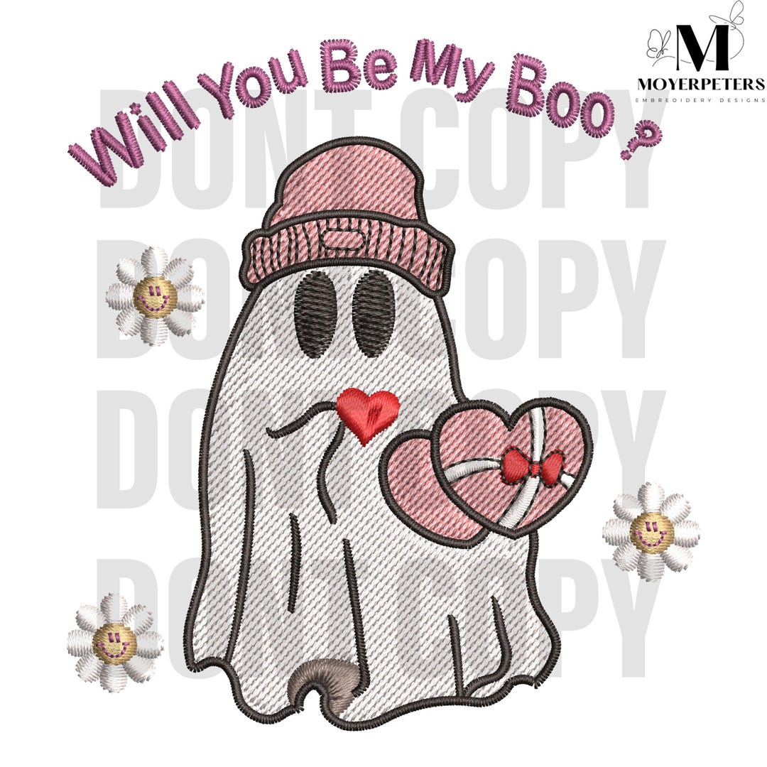 Will You Be My Boo Embroidery Designs, Valentines Day Embroidery Design ...