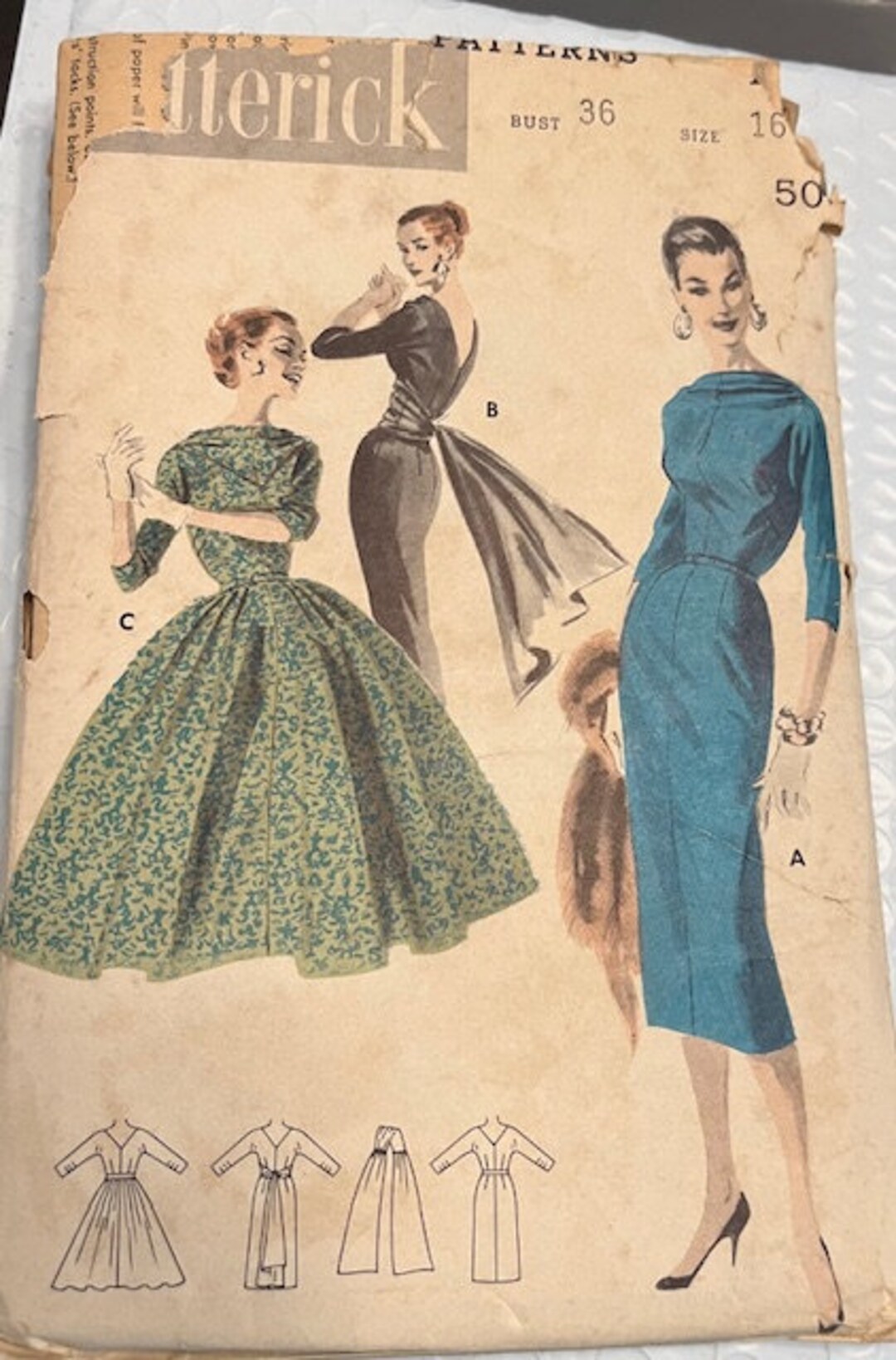 Butterick Pattern 1950s Vintage Size 16.7943 - Etsy