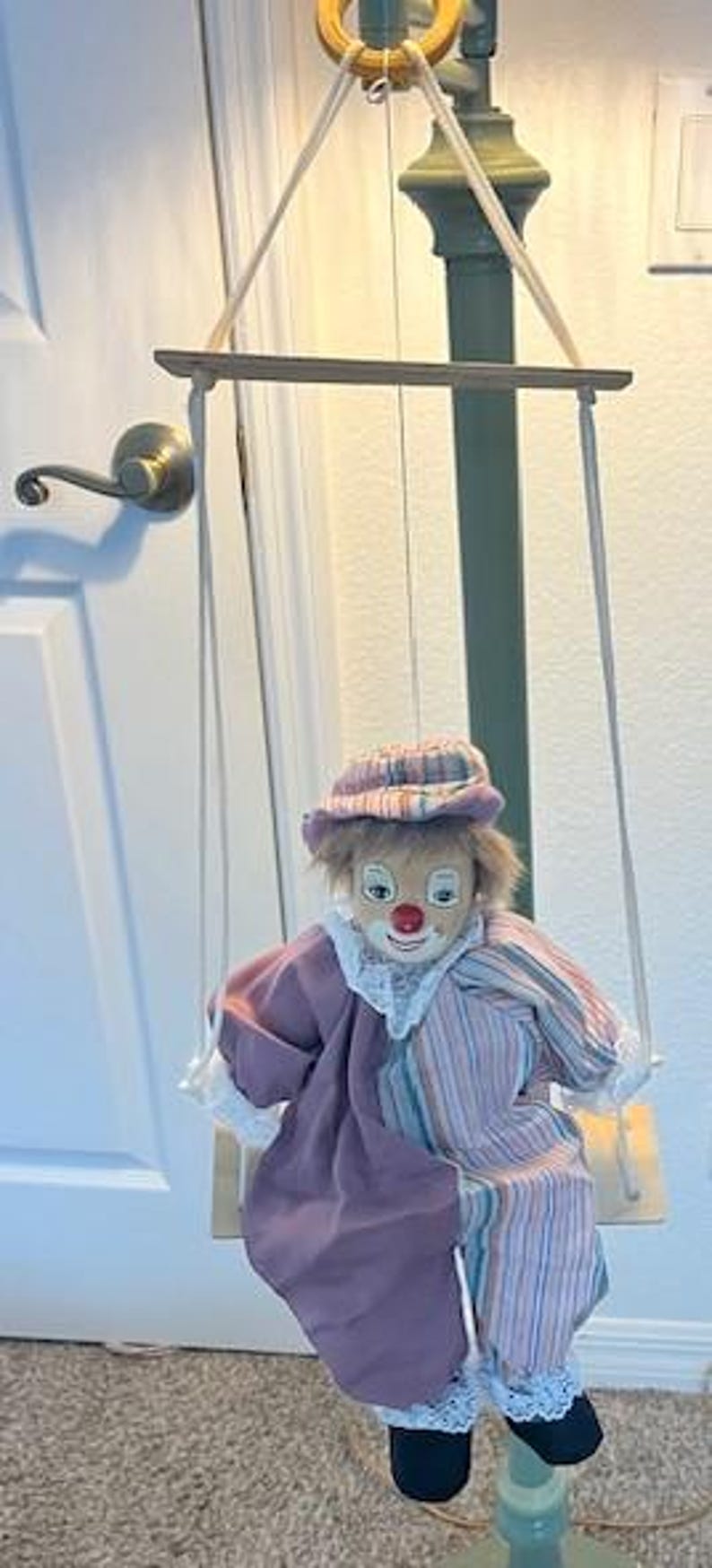 Vintage Happy Clown Puppet on Swing Marionette - Etsy