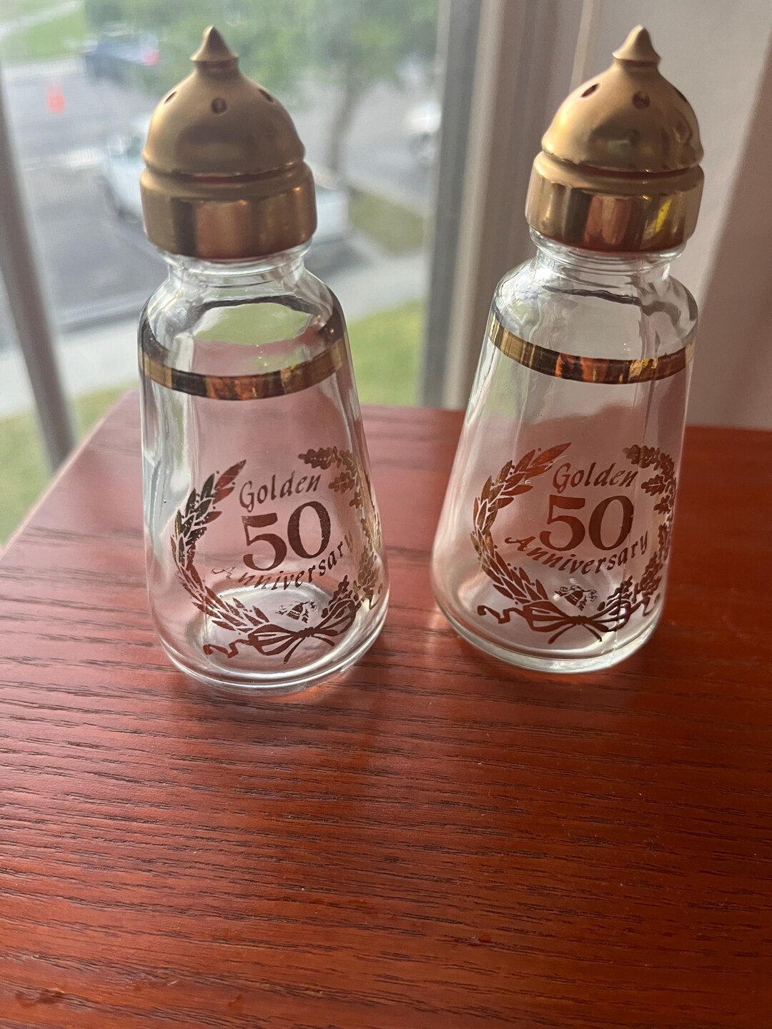 Vintage Golden 50th Anniversary Salt and Pepper Shakers, Anchor Hocking ...