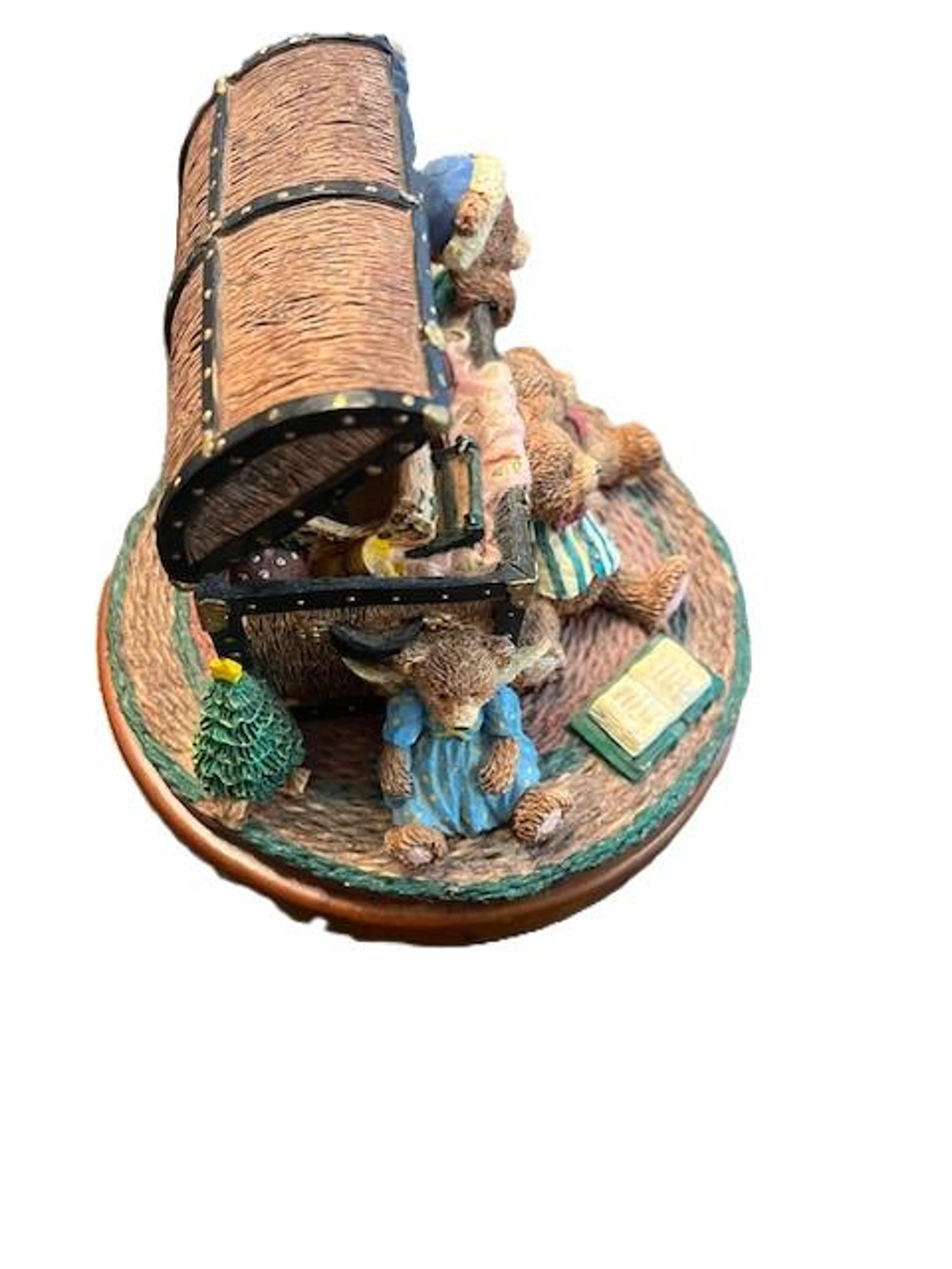 Russ Berrie and Company Bears From the Past NO. 1758 W/heavy Wood Base ...