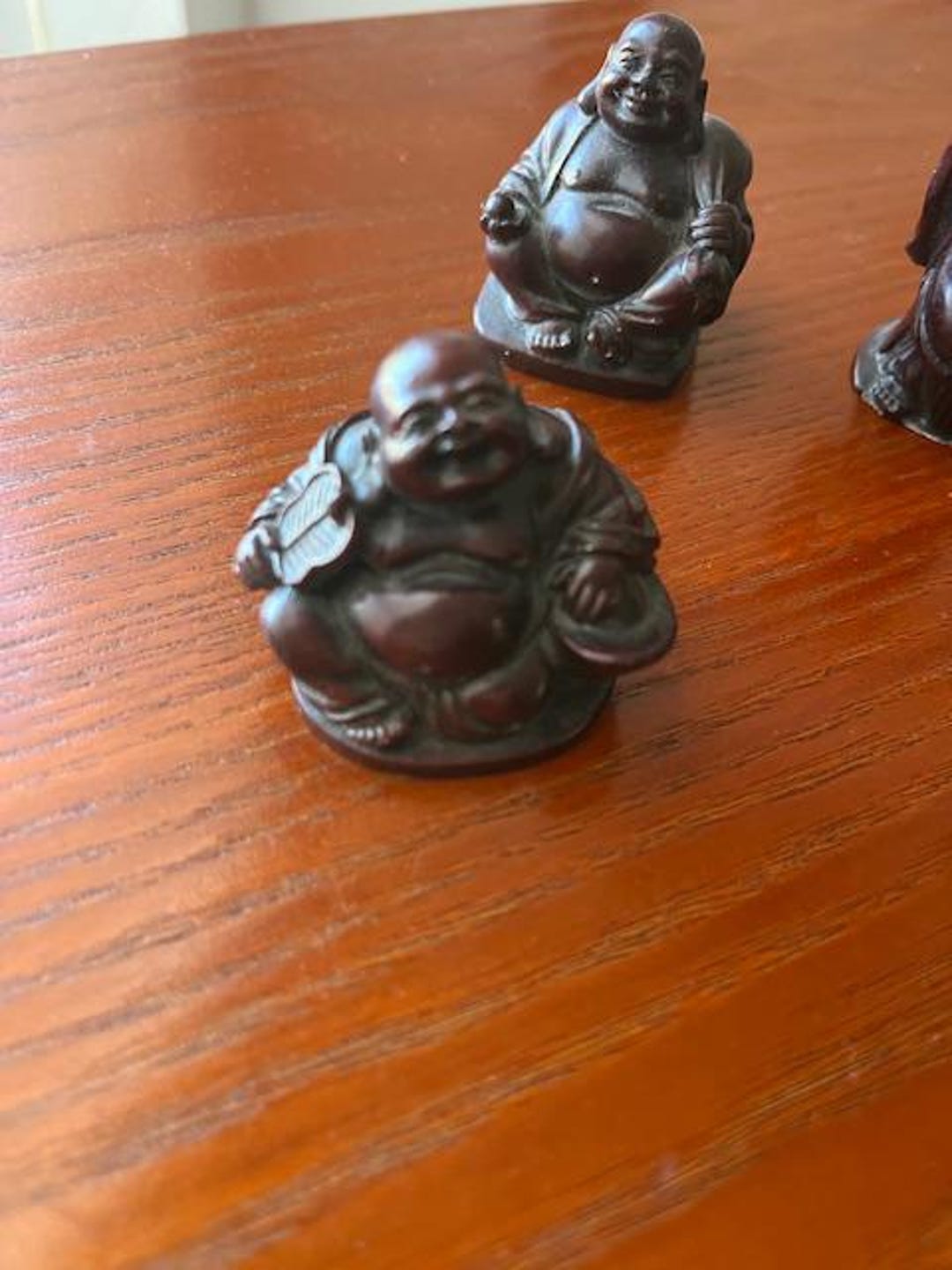 Set of Four Vintage Miniature 2 in Deep Red Resin Buddha Asian Statue ...