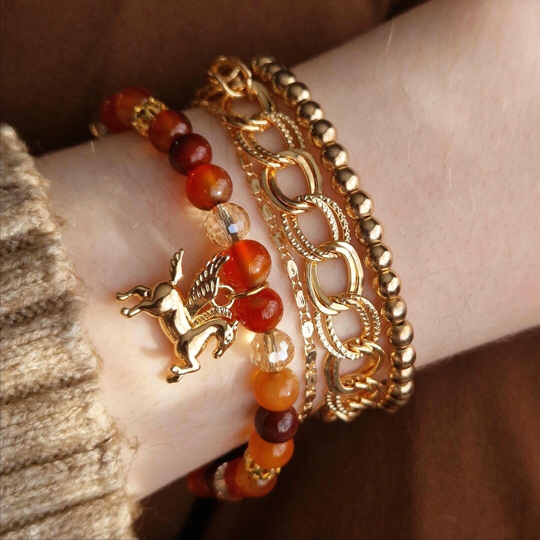 Agate and Mookaite Bracelet for 2026 Firehorse Year | Natural Gemstones ...