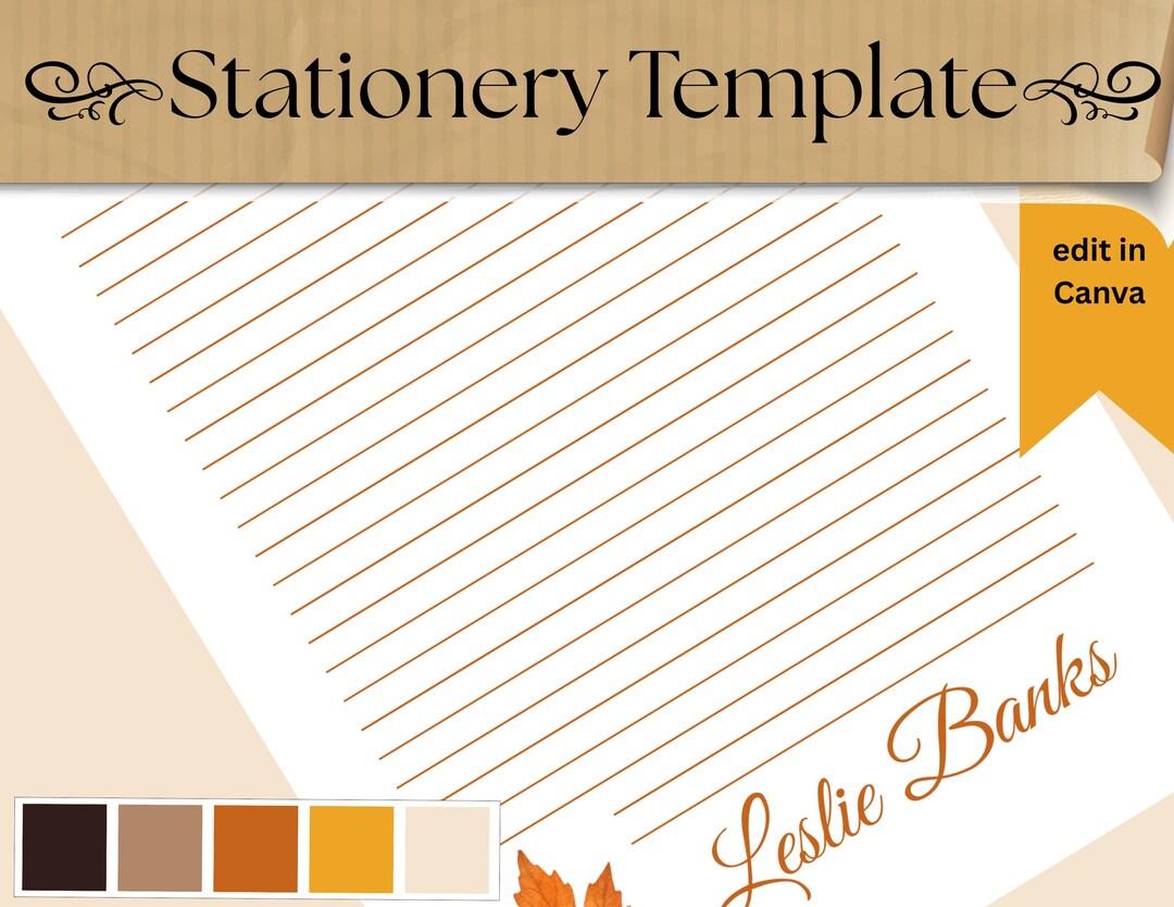 Fall Leaves, Printable Writing Paper Editable Template, Autumn ...