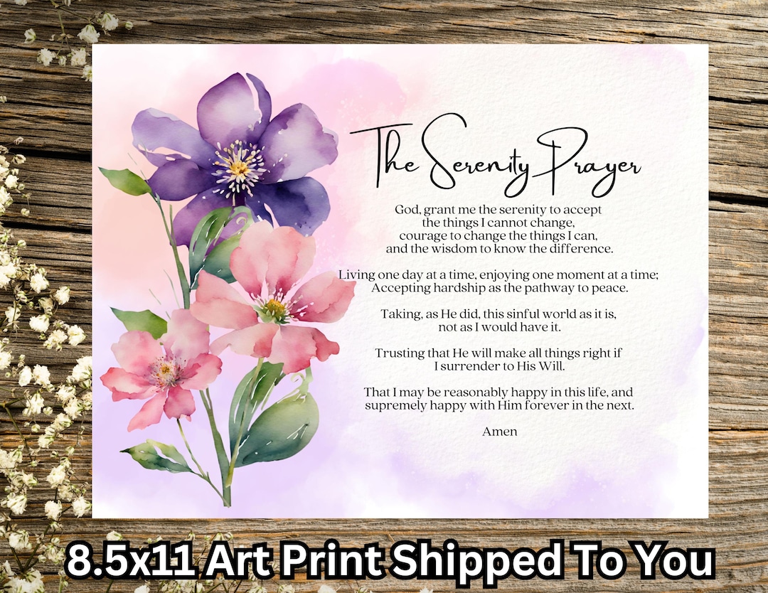 Serenity Prayer Poem, Christian Gift, Wall Art Print, Unframed Home ...