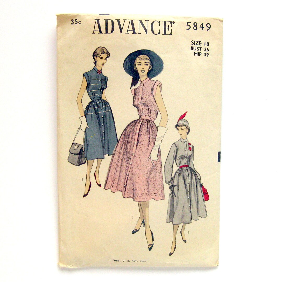 1950s Vintage Sewing Pattern / Full Skirt Dress With Cap - Etsy