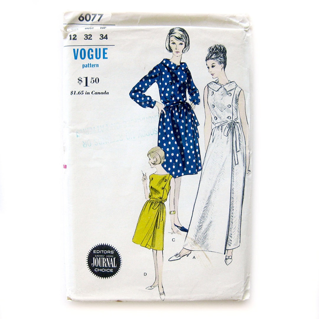 1960s Vintage Sewing Pattern / Wrap Dress With Double Breasted Bodice ...
