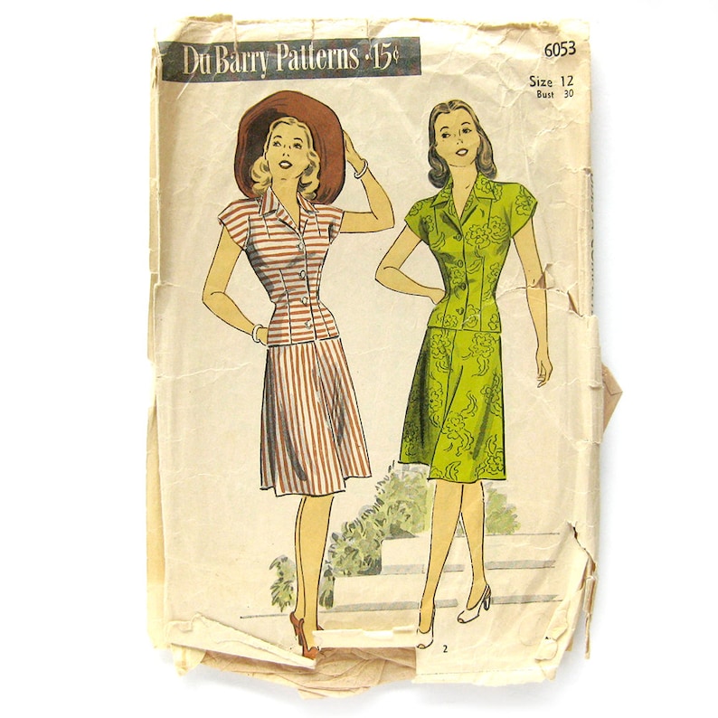 1940s Vintage Sewing Pattern Two-piece Dress / Rockabilly - Etsy