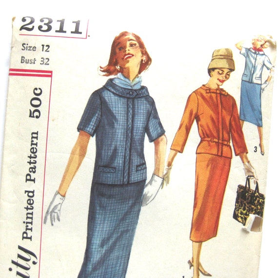Kits & How To Slim Skirt Fifties Dress Cowl Neck Dress Vintage Sewing ...