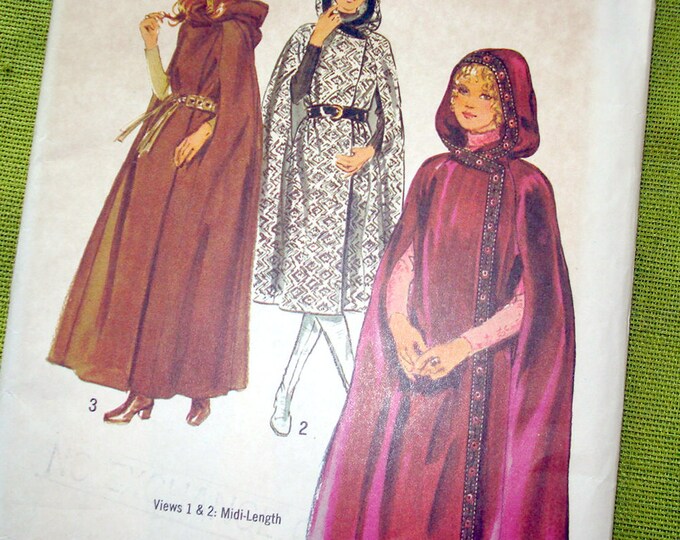 1971 Vintage Sewing Pattern Simplicity 9614 Cape With Hood - Etsy