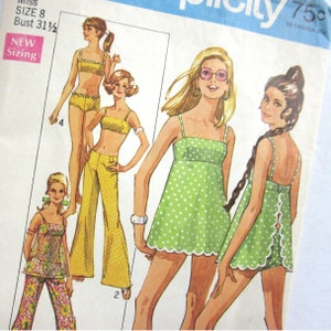 1969 Vintage Sewing Pattern, MOD Baby Doll Bathing Suit, Bra Top and ...