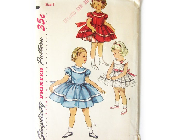 1950s Child's One-piece Dress With Petticoat, Simplicity 1501, Vintage ...