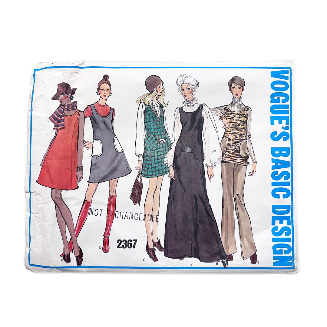 1970s Vogue Sewing Pattern 2367: Mod Tunic, Dress, Jumper, Pants - Size ...