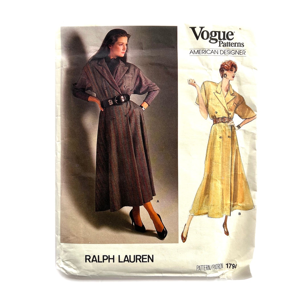 80s Ralph Lauren Sewing Pattern, Women's Mock Wrap Dress, Double ...