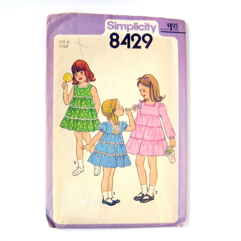 Girl's Vintage Dress Pattern Simplicity 8429 1970s - Etsy