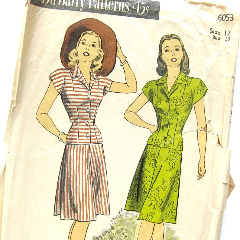 1940s Vintage Sewing Pattern Two-piece Dress / Rockabilly - Etsy