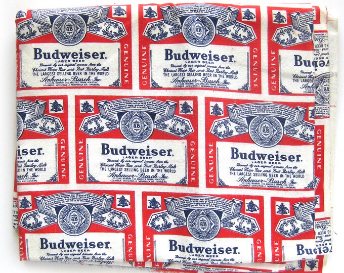 Vintage Budweiser Fabric / Novelty Print Advertising Fabric / Cotton ...