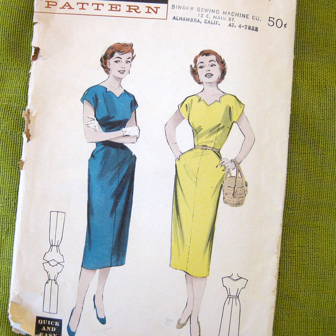 1950s Wiggle Dress Sewing Pattern: Vintage Butterick 6943, Bust 30 - Etsy
