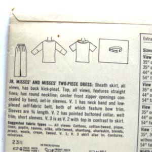 Dress Pattern, Simplicity 2311 Sewing Pattern, Two-piece Dress ...